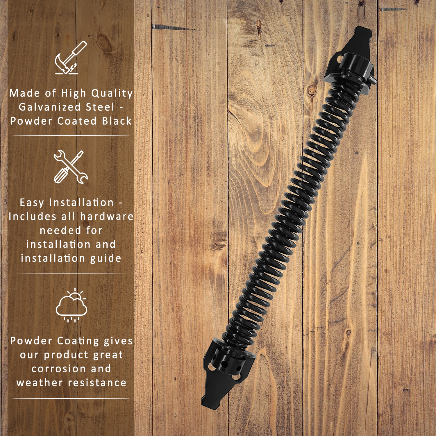 Self Closing Gate Spring 13" - Powder Coated Black - Screws Included ...